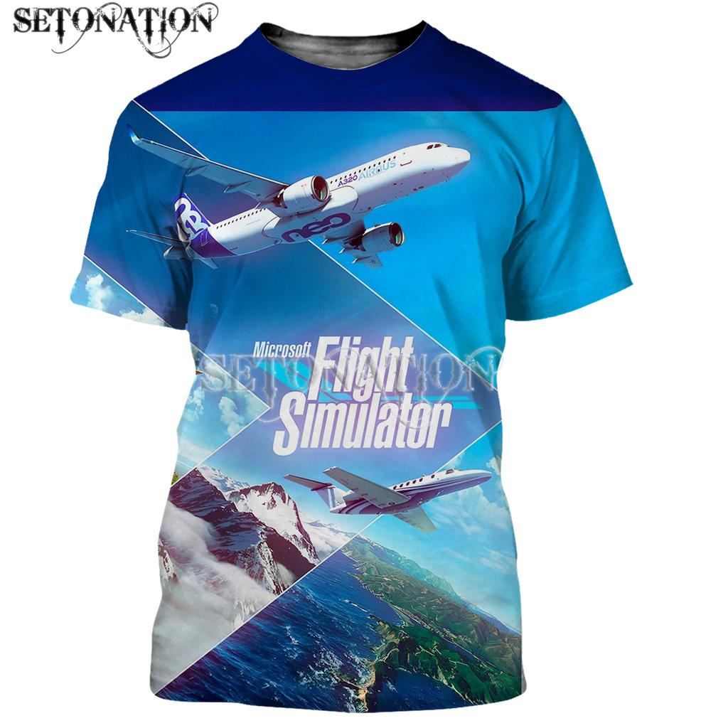 Buy Flight Simulator men 3d High Quality Printed T -Shirts Casual Style ...