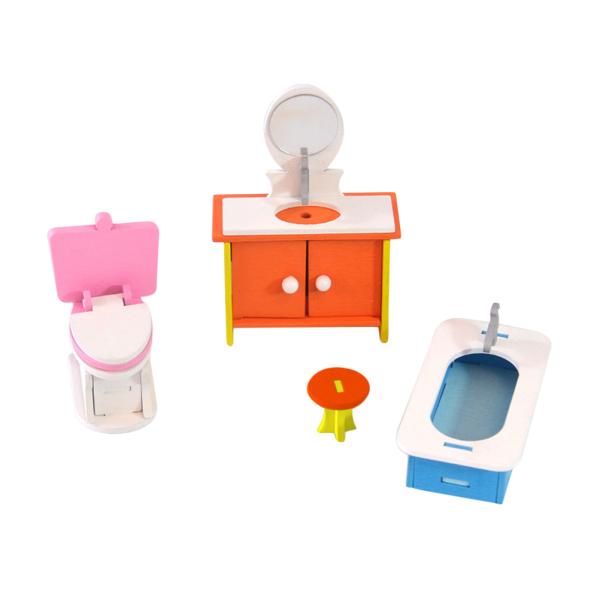 Buy 1 Set Assembled Furniture Toy Wooden Assembly Corlorful 3D Toilet ...