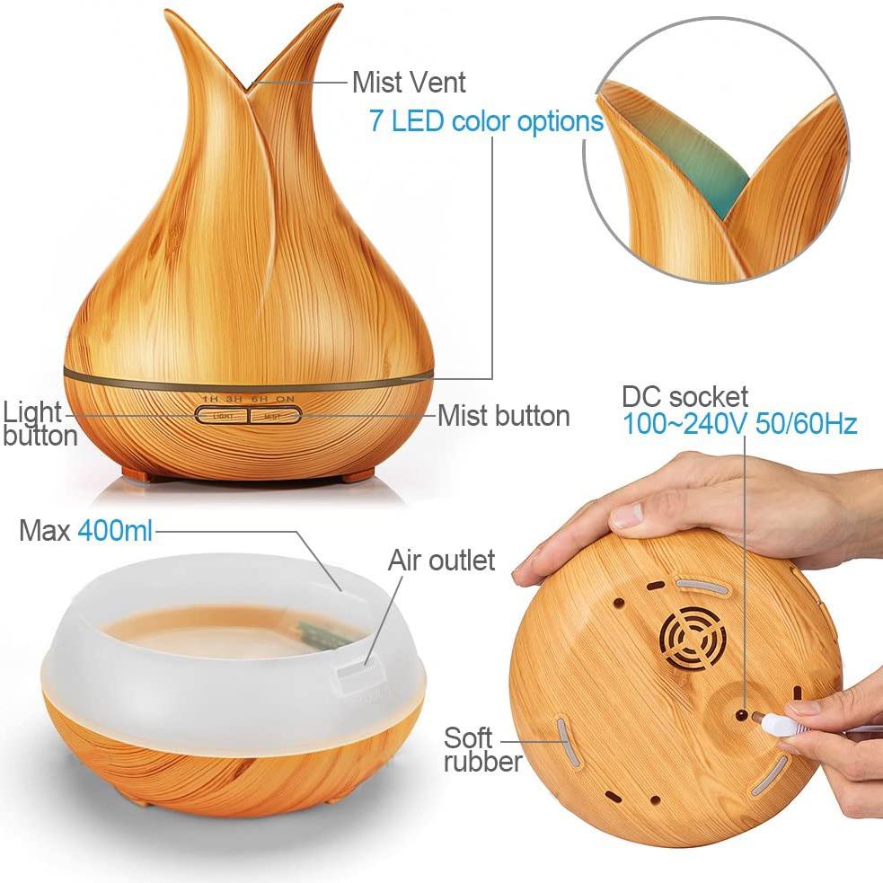 Buy 400ml Ultrasonic Aroma Air Humidifier Essential Oil Diffuser Wood ...