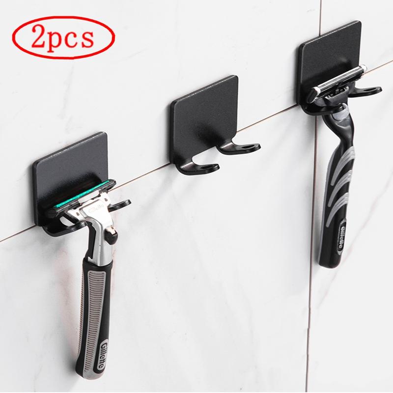 Buy 2 Pcs Punch Free Razor Holder Storage Hook Wall Men Shaving Shaver ...