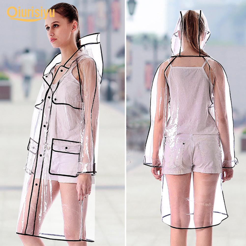 Buy Adult Transparent Thicken Hooded Long Sleeve Waterproof Raincoat at ...