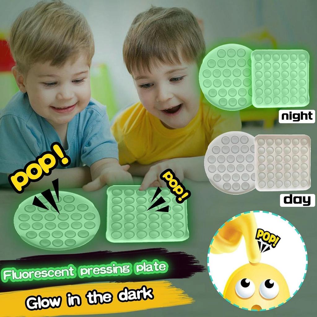 Night Luminous Pop Fidget Reliver Stress Toy Rainbow Push It Bubble ...