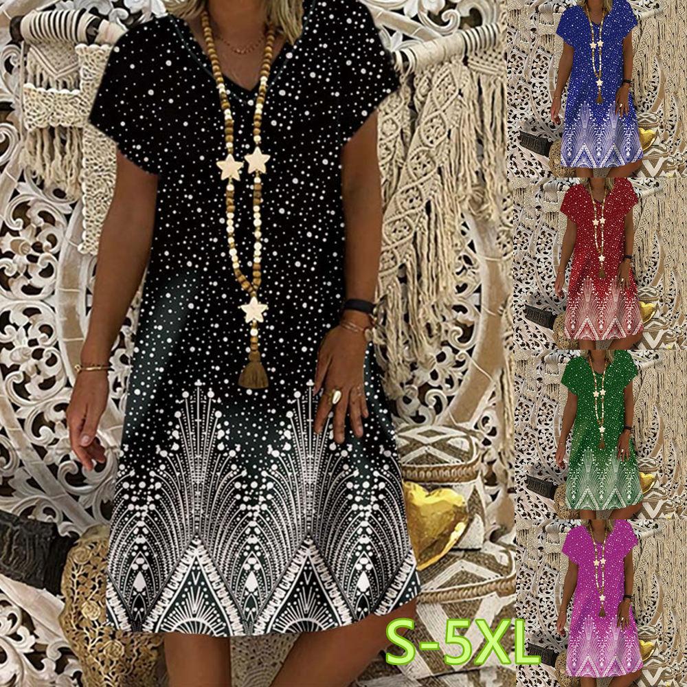 Buy 2022 Summer New European Beauty Short-sleeved Round Neck Flower ...