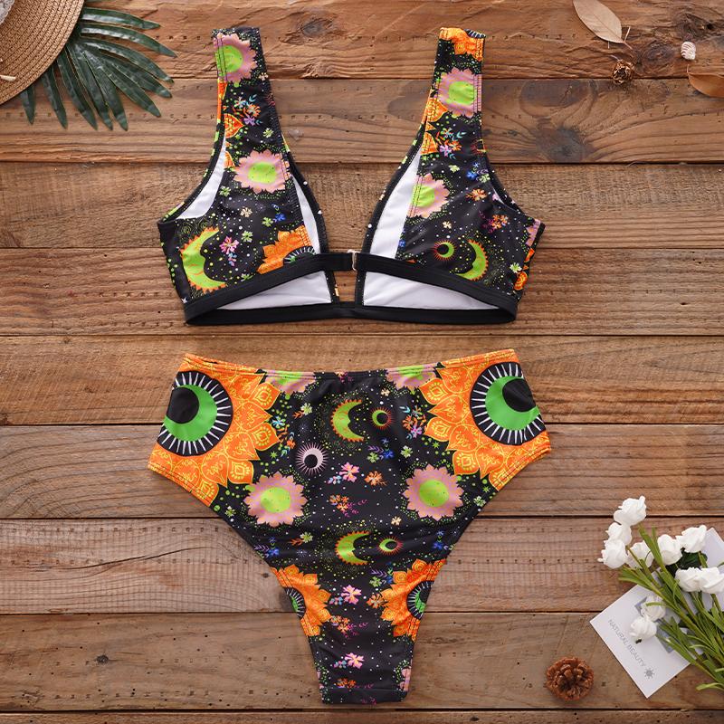 Buy Fashion Print Bikini Set Sexy Swimwear Bikini Set High Waist Bikini ...