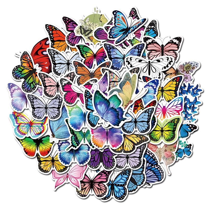 50Pcs/Pack Lovely Butterfly Label Stickers Diy Laptop Suitcase Motor ...
