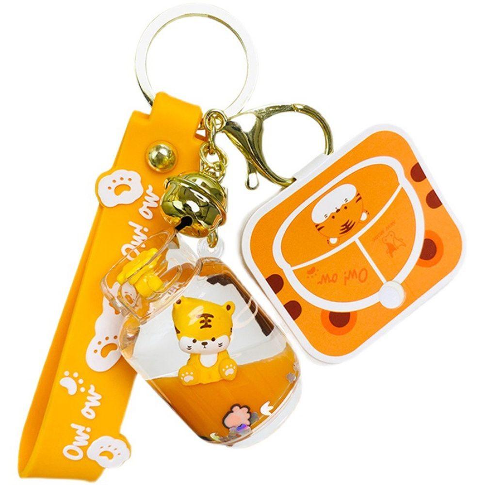 Gift Liquid Floating Soda Bottle Creative into Oil Keyring Key Chains Tiger Keychain Key Ring ...