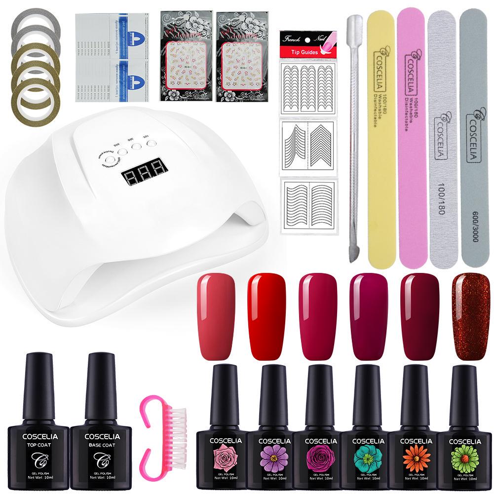 Buy Manicure Nail Set 10 Colors UV Gel 54W LED Nail Cure Lamp Nail Art ...