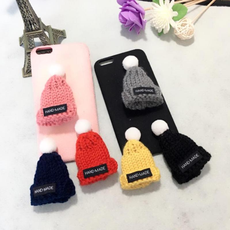 Buy DIY Cute Mobile Phone Accessories Knitted Wool Hat Mobile Phone ...