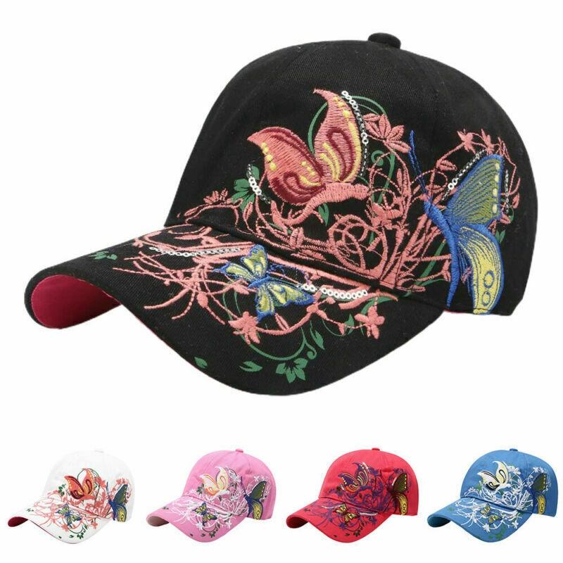 Buy Ladies Embroidery Butterfly Baseball Cap Adjustable Summer Sequin ...