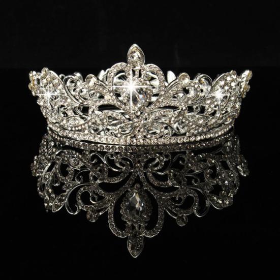 Cheap 2022 Popular Elegant Lady Shiny Rhinestone Round Crown Tiara ...
