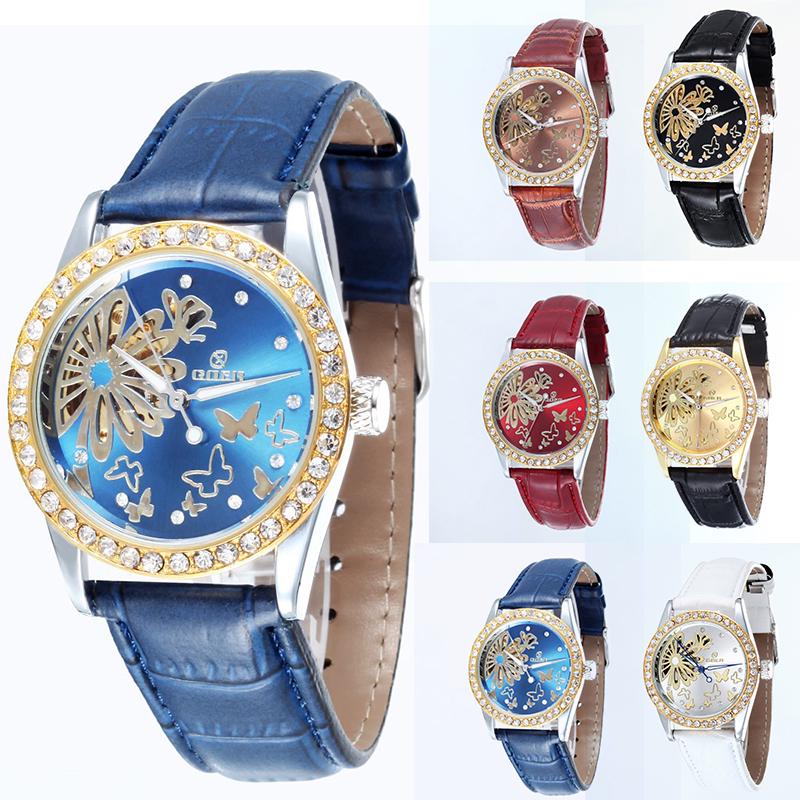 Buy GOER Automatic Hollow Out Mechanical Watch Rhinestone Inlaid ...