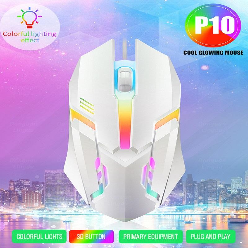 Cheap P10 USB Wired luminous Gaming Office Mouse Neutral Cowhide Box ...