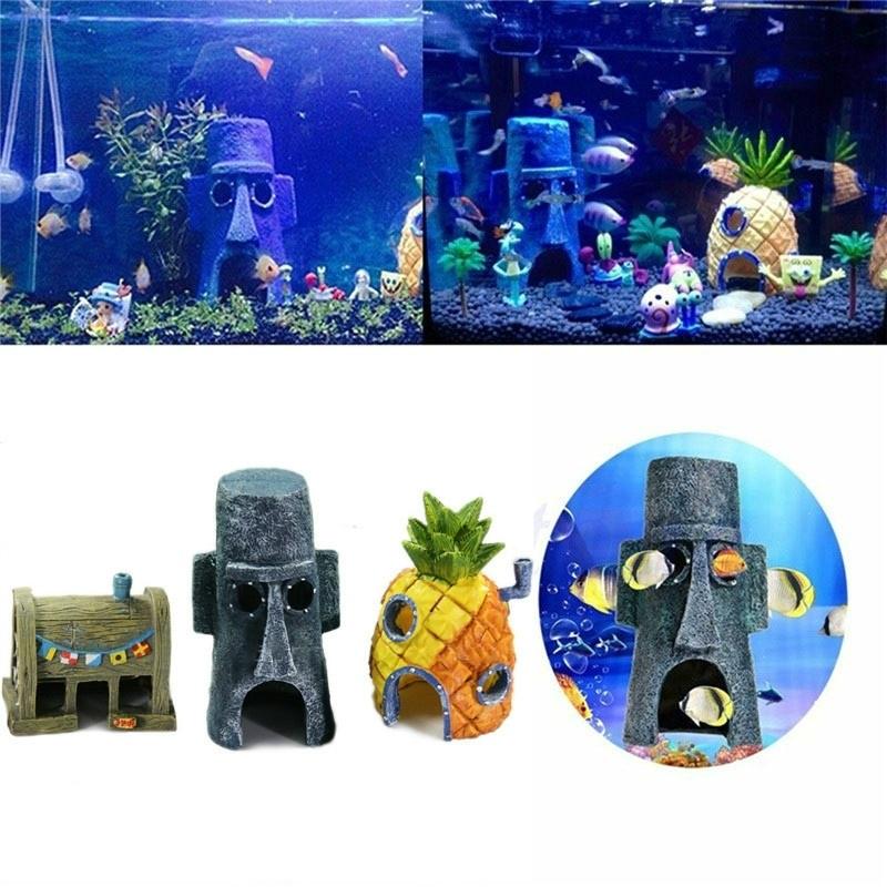 Buy 3 Patterns Cute Pineapple Aquatic Animals House Home Fish Tank ...