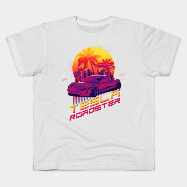 Buy Children Cartoon Tesla Roadster Retro Print Funny Game T Shirt Kids ...