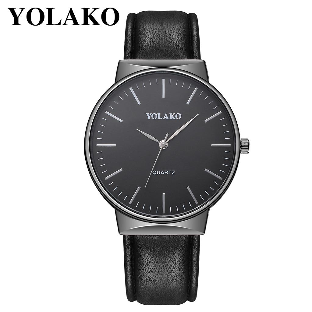 Buy YOLAKO Men's Leather Band Analog Wrist Quartz Watch at affordable ...