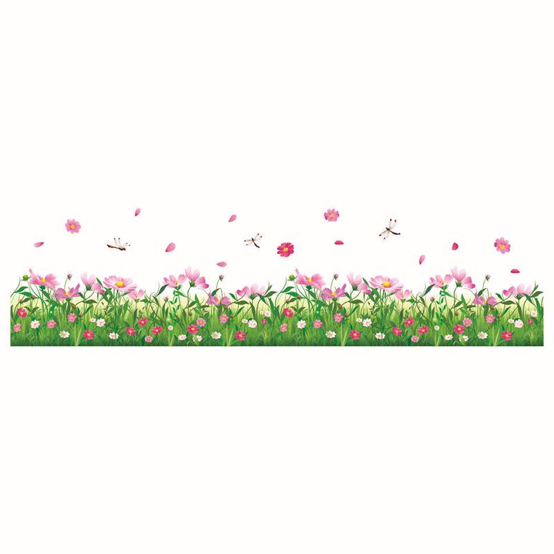 Buy Green Grass Butterfly Flower Footer Wall Stickers Living Room ...