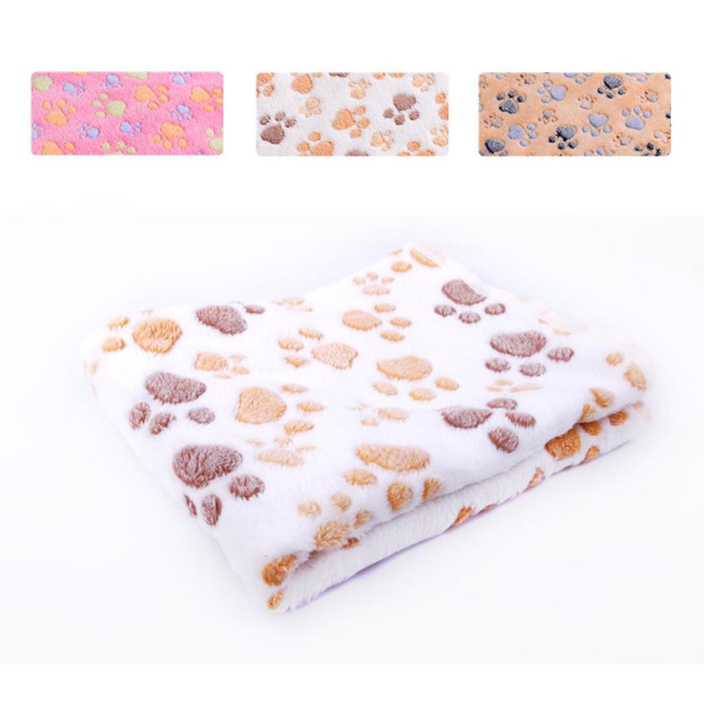 Pet Dog Blanket Cute Paw Pattern Cat Dog Mats Soft Fleece Warm Bed ...