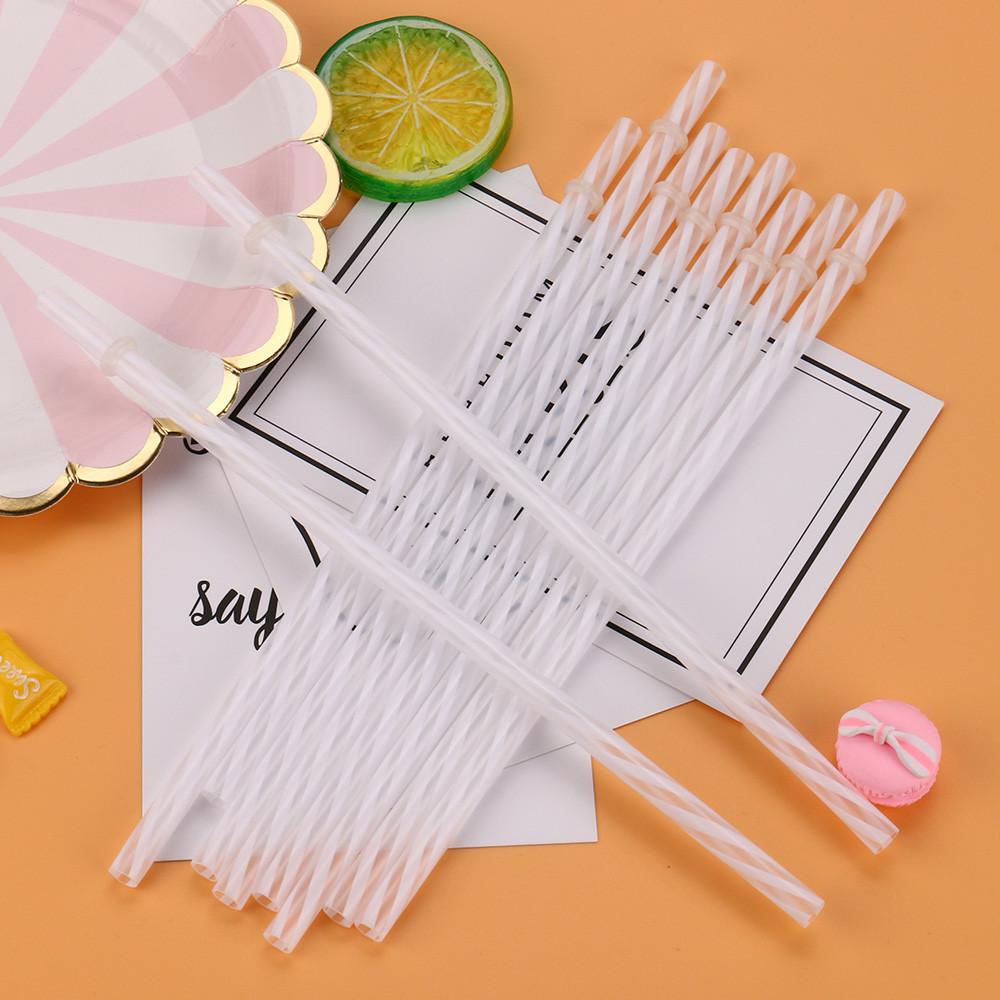Buy 10PCS Colorful Reusable Hard Plastic Stripe Drinking Straws Party ...