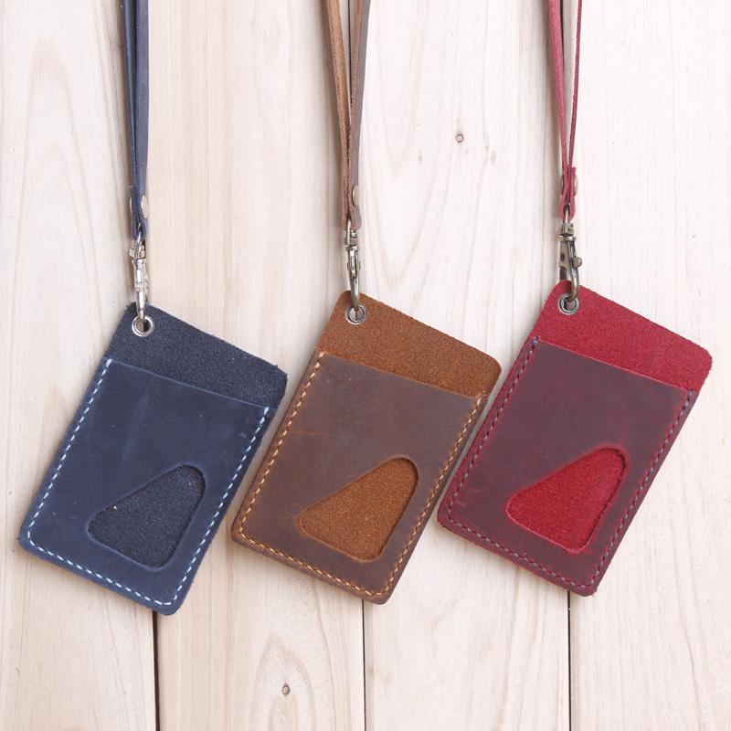 Handmade Genuine Leather Bus Card Case Brief Cow Leather Card Holder ...