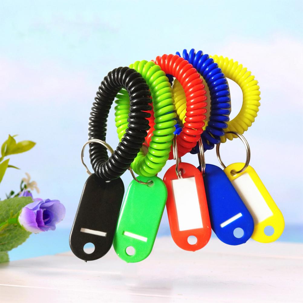Buy 5pcs Keyrings Spiral Plastic Stretchable Key Ring Keychain for ID ...