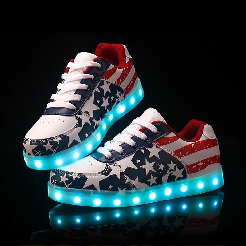 Buy 7 Colors Women Men's Flag LED Night Light Shoes Light Up Luminous ...