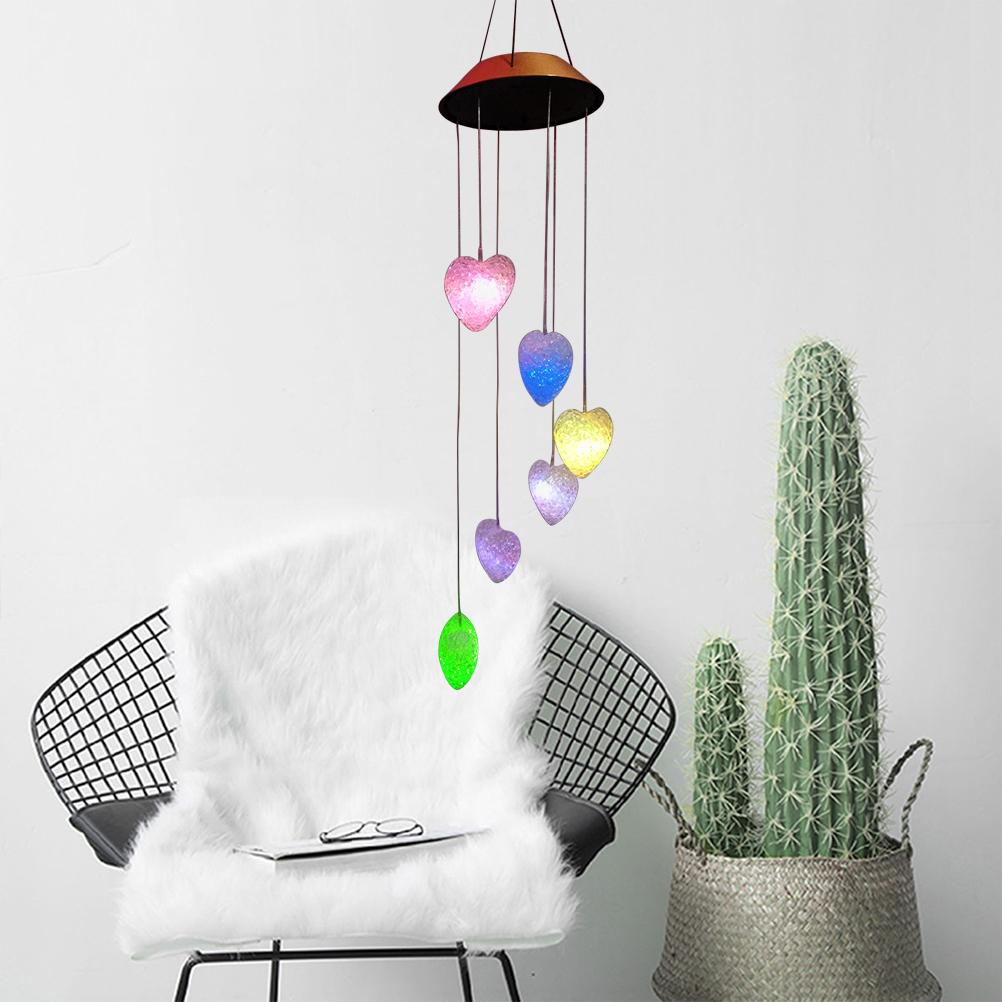 1 PC Heart Wind Chimes Solar LED Wind Spinner Lamp Wind Dangler for ...