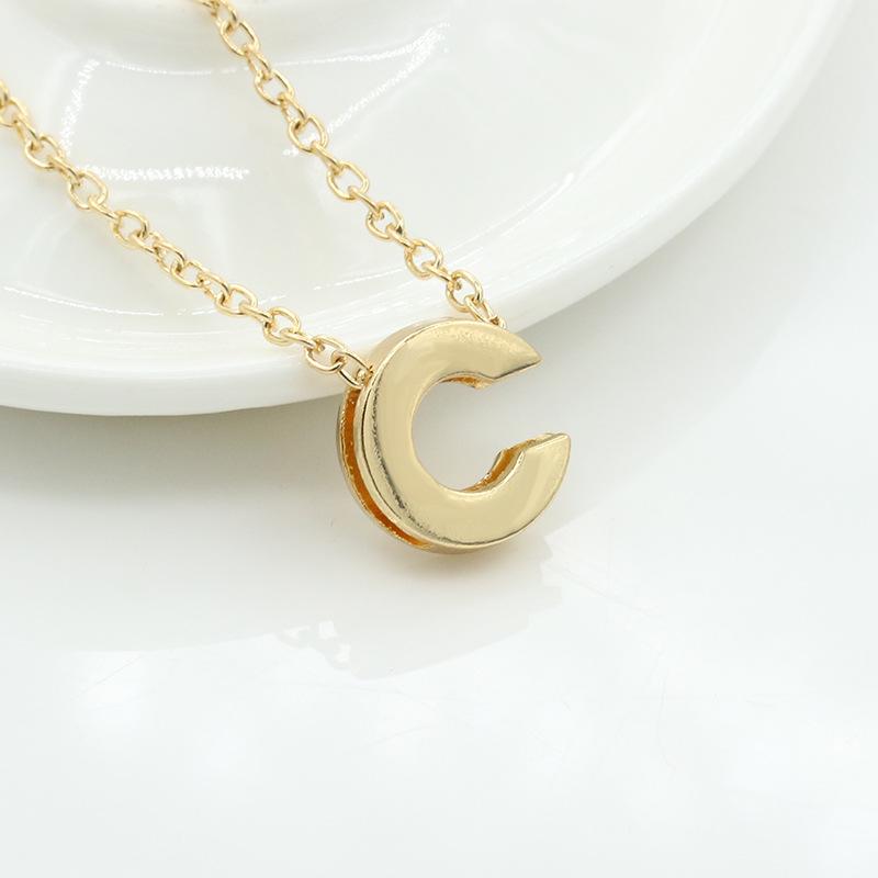 Size 1cm * 1cm Gold Chain Initial Necklace Personalized Letter Necklace ...