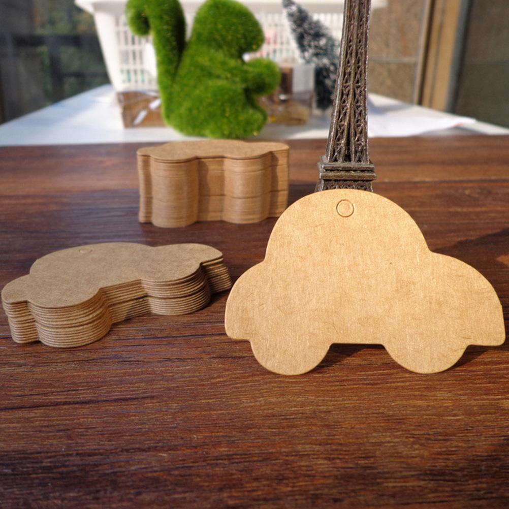 Buy 1 Set Creative Car Shape Tags Kraft Gift Paper Labels with Hemp ...