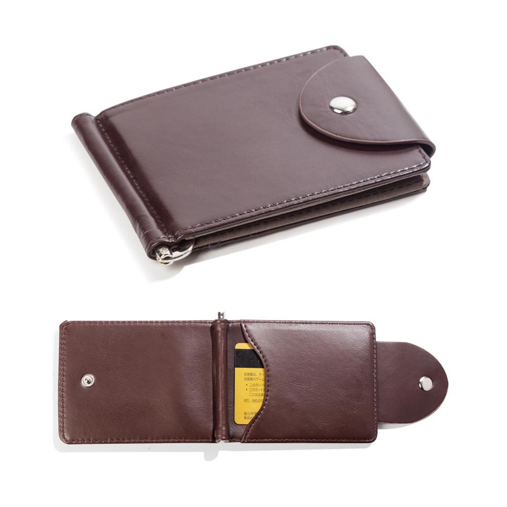 Buy Metal Leather Slim Male Card Organizer Button Purse Men Short Money ...