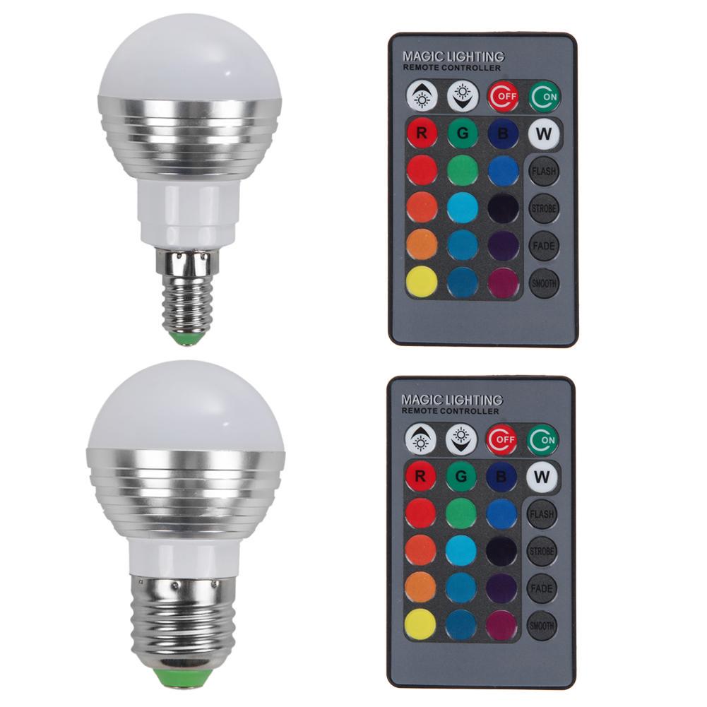 E27/E14 LED RGB Bulb Lamp AC110V 220V 5W LED RGB Spot Light Remote ...
