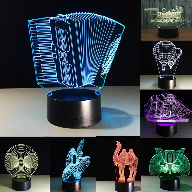 Buy PENDANTS 7 Color 3D Illusion LED Night Light Touch Switch Table ...