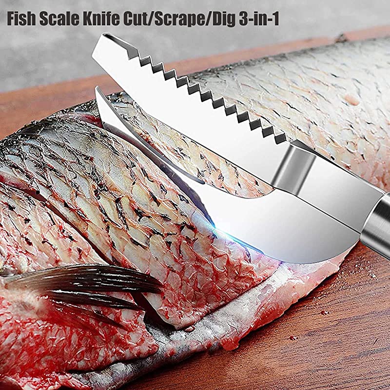 Cumpără Stainless Steel 3 In 1 Fish Scale Knife Cut/Scrape/Dig Maw Knife Scale Scraper Sawtooth ...