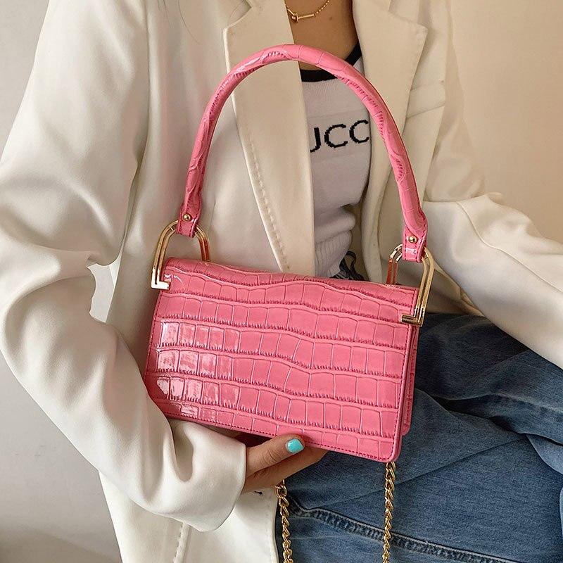 Buy Stone Pattern Leather Shoulder Bag For Women 2021 Trendy Luxury ...