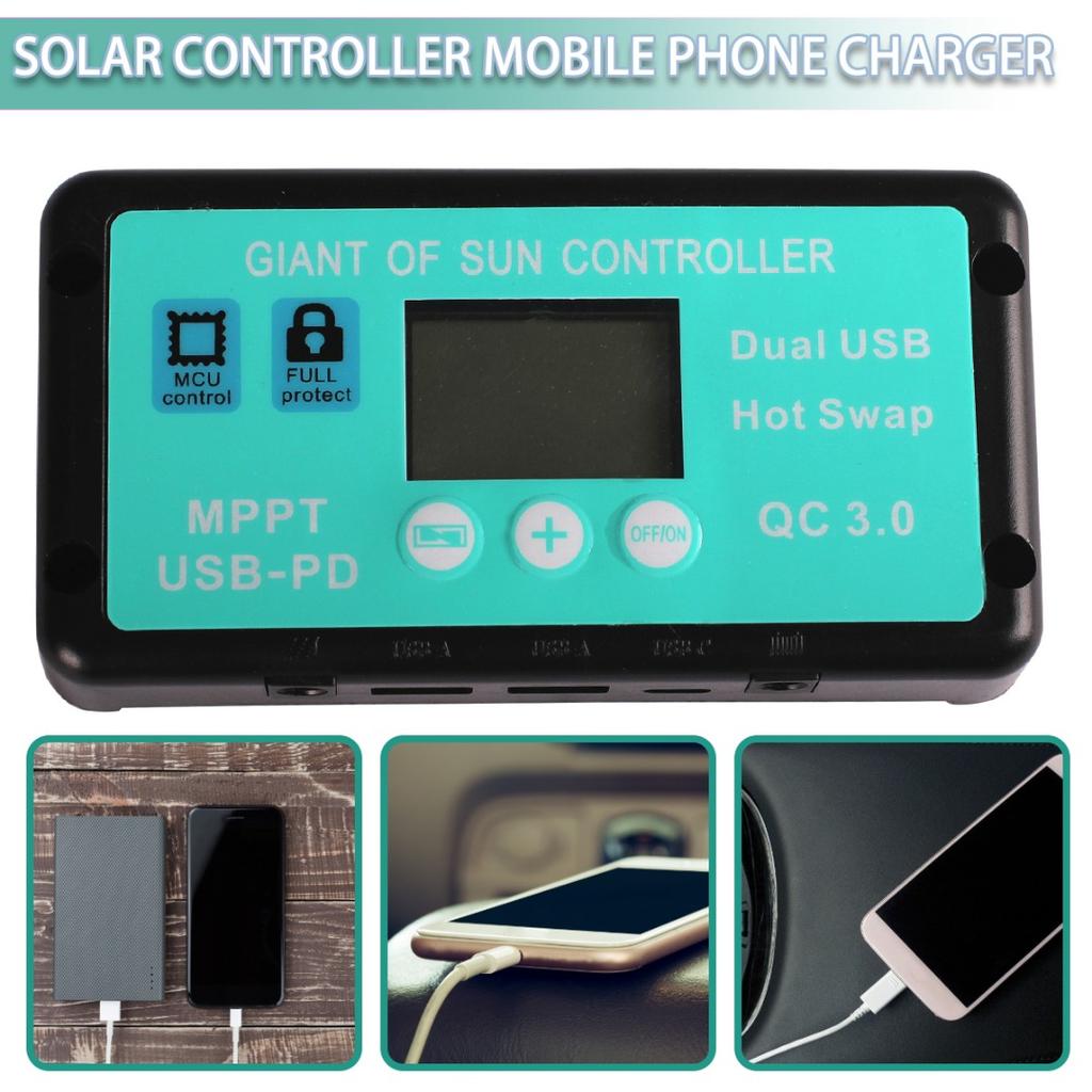 PDTO 30/40/50/60/100A 12V-24V MPPT Solar Charge Controller with LCD Display Dual USB comprar a ...