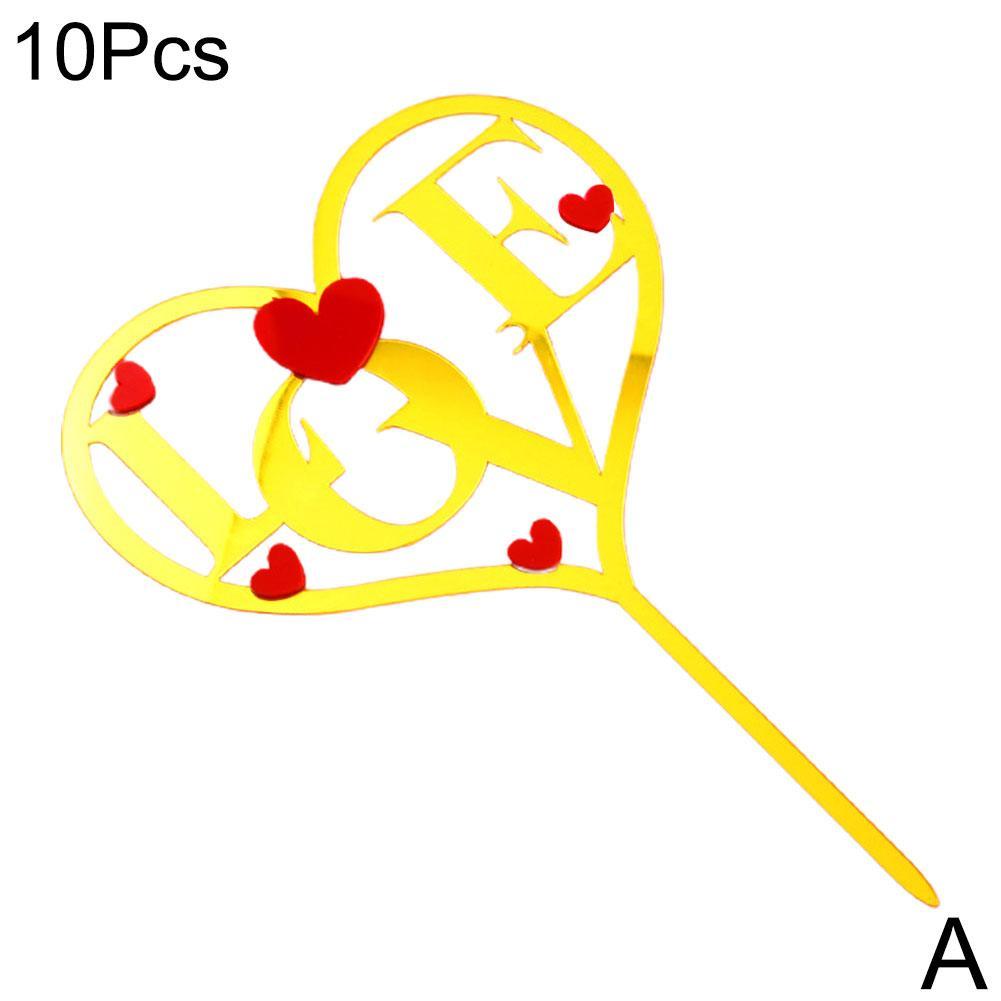 10pcs Acrylic Love Inserts Happy Birthday Cake Topper Dessert For ...