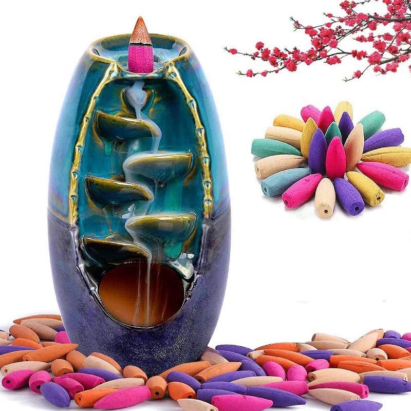 Buy Ceramic Waterfall Backflow Incense Handicraft Incense Censer Holder ...