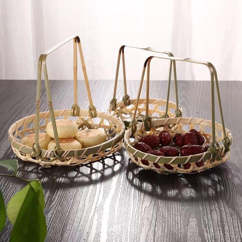 Buy Handmade bamboo snack baskets, hand baskets, bamboo baskets, mini ...