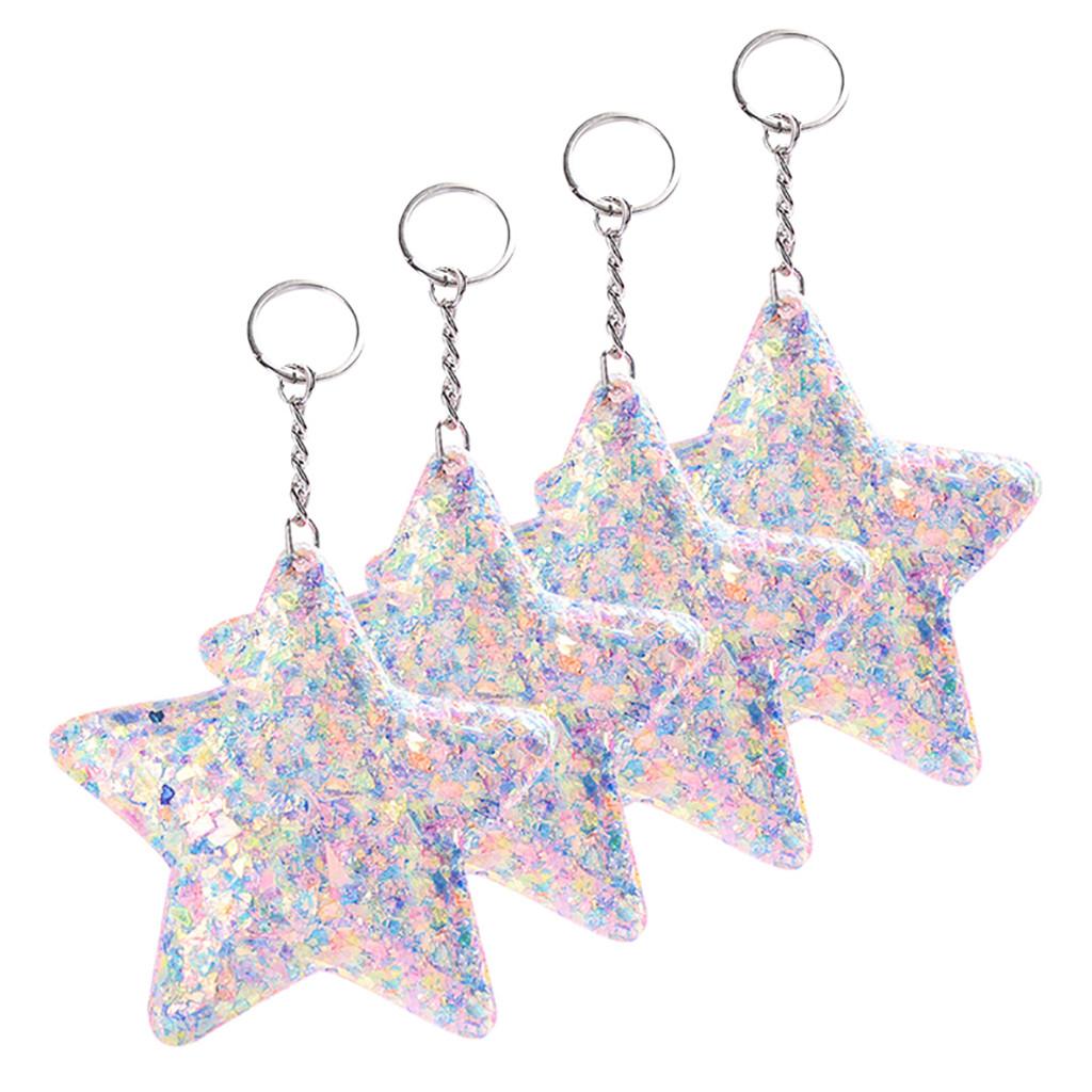 Buy [MDX] 4PC Fashion Sequin Keychain Key Ring Star Colorful Sequin ...