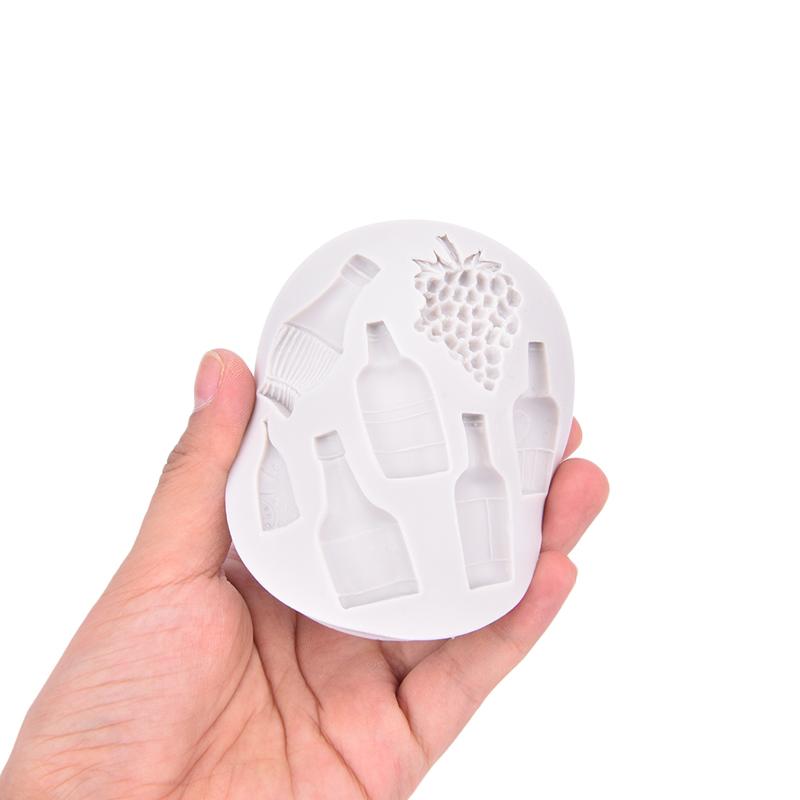 Red Wine Bottle Grape Shape Silicone Mold Diy Fondant Cake Mold Baking ...