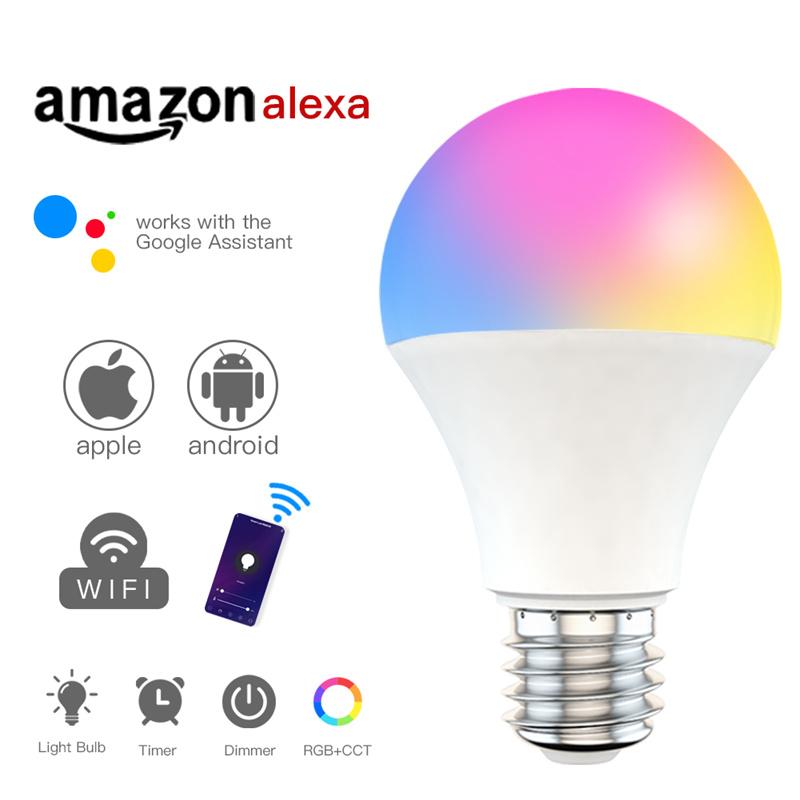 Buy 15W WiFi Smart Light Bulb E27 B22 Dimmable RGB+CCT Smart Light Bulb Voice Control Work With ...