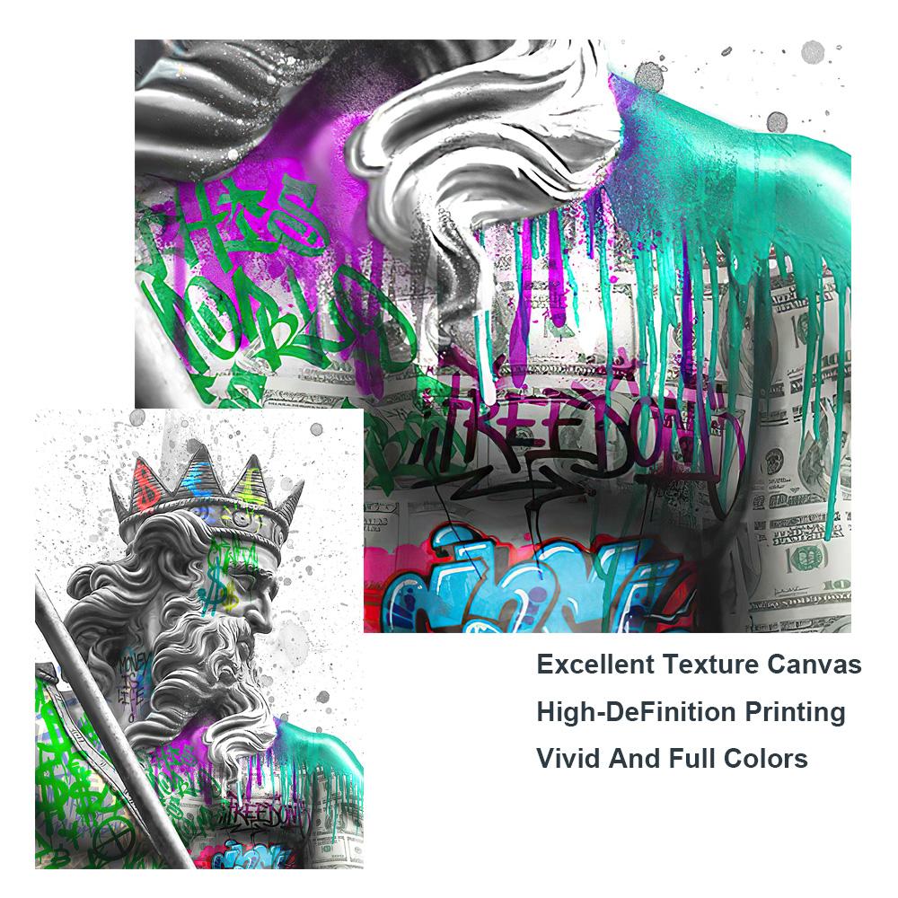 Buy Zeus Sculpture Graffiti Art Canvas Posters and Print Greek ...