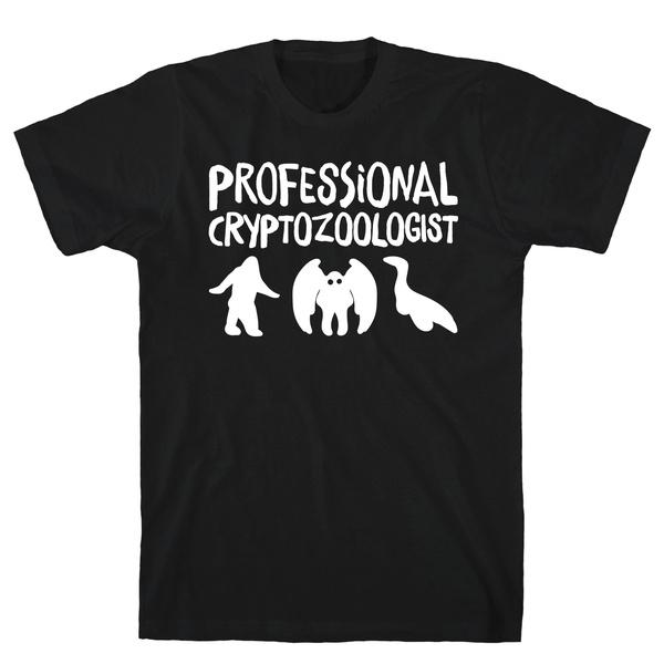 Buy Tops Professional Cryptozoologist White Black Men's Cotton Tee at ...