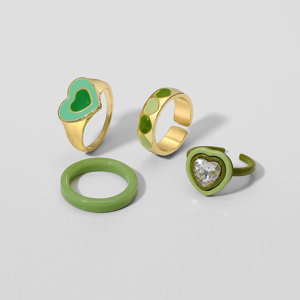 💰Kaufe Koreanischer Stil Grüne Ringe für Frauen Punk Trendy Vintage ...