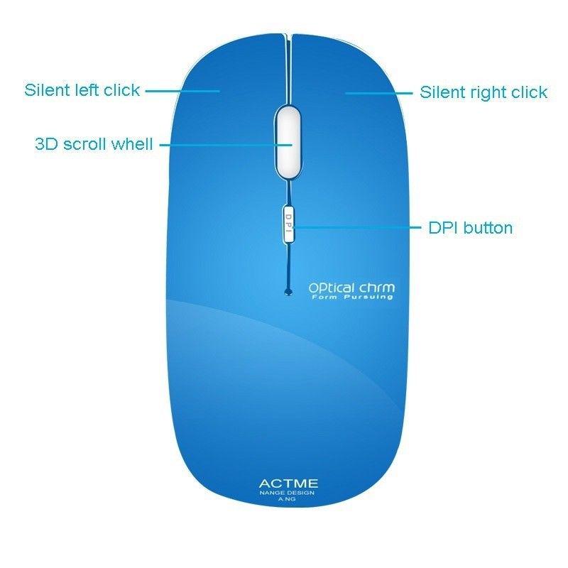 Buy Ultra Slim USB Wireless Mouse 2.4G Receiver Mouse Cordless Computer ...