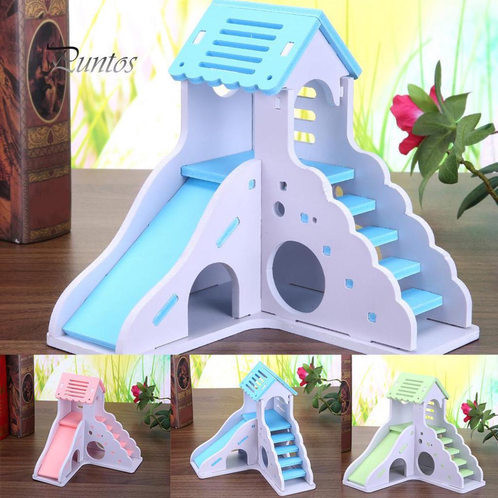 Cheap Colorful Mini Wooden Slide DIY Assemble Hamster House Small ...