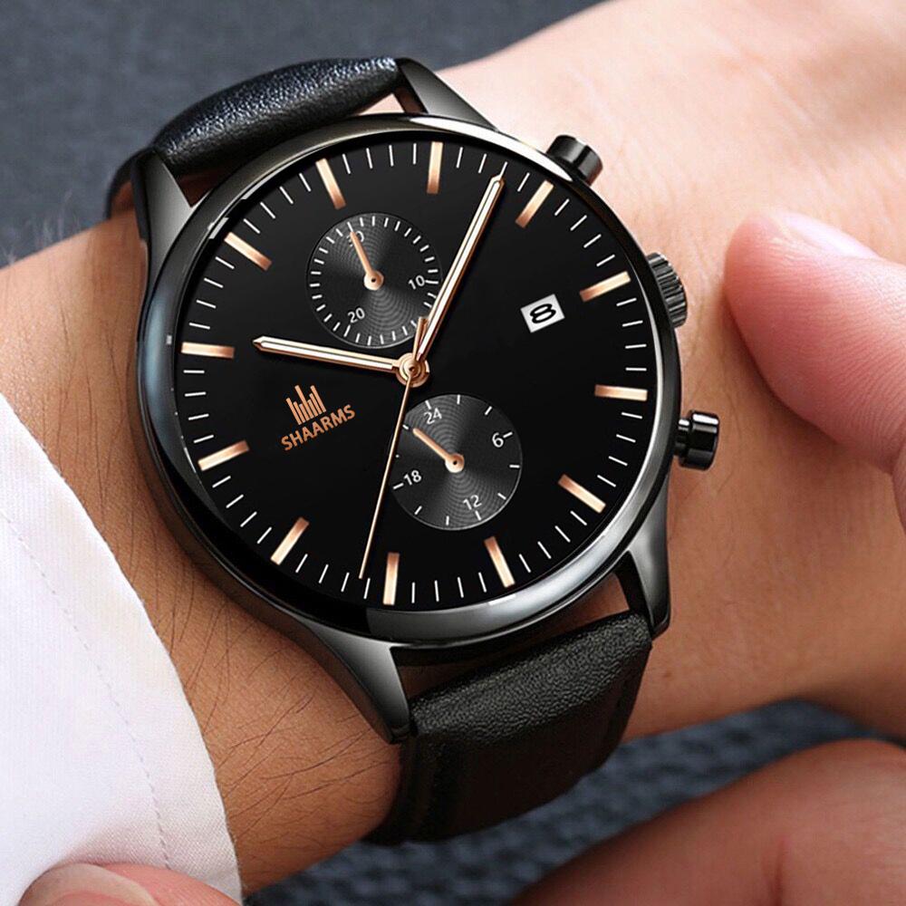 Buy Men'S Casual Leather Strap Quartz Watch Business Sports Dial Design ...