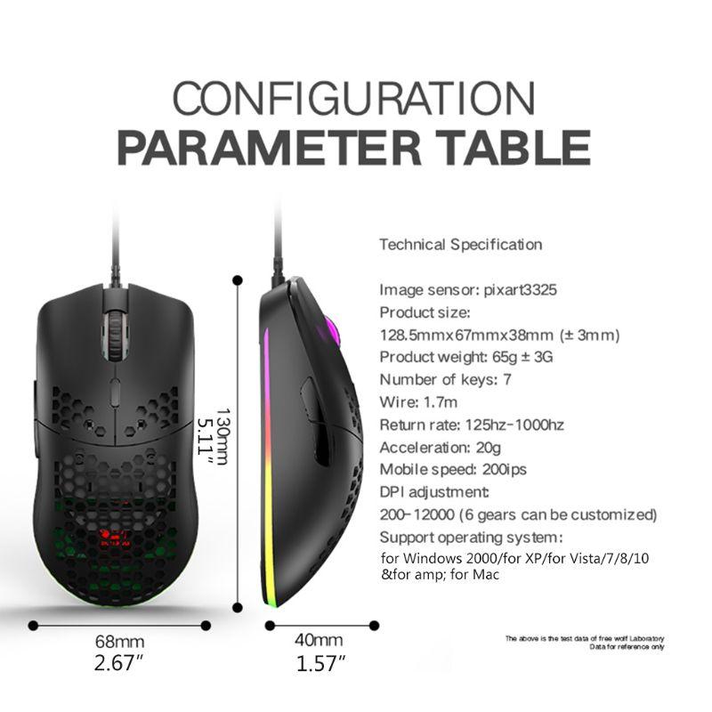 Buy M6 Hollow Honeycomb Style Game Mouse Lightweight RGB Wired Gaming ...
