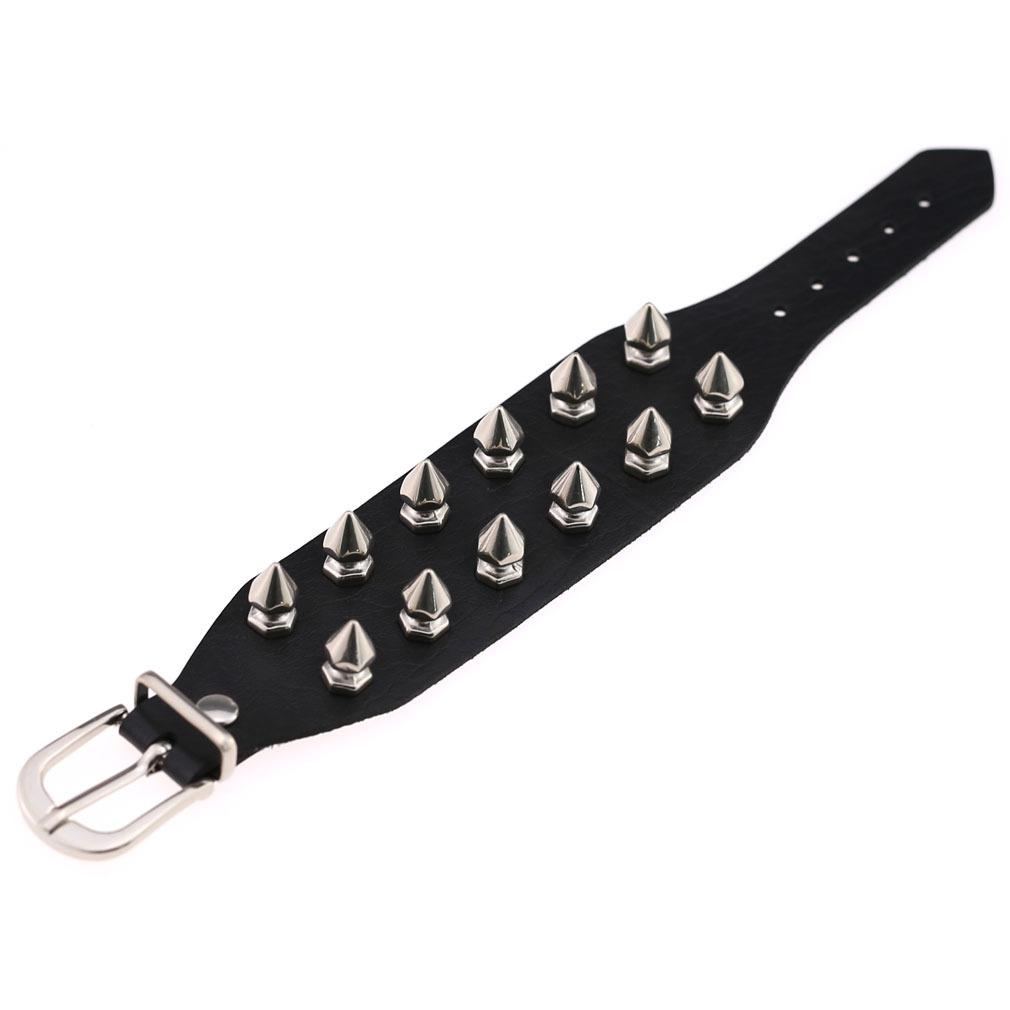 Buy Exaggerated Punk Non-mainstream PU Leather Bracelet Taper Pointed ...