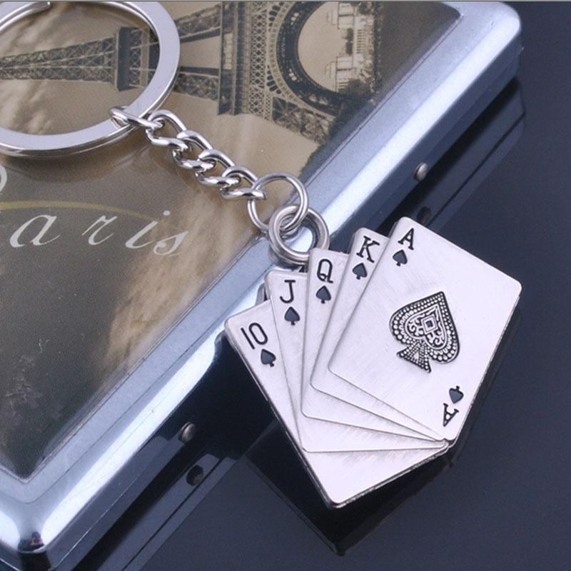 Metallic Poker Keychain Creative Car Keys Pendant Key Holder uygun ...