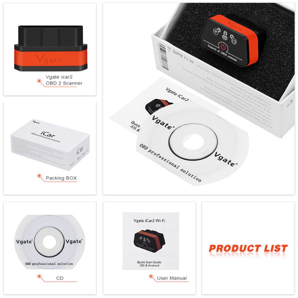 Buy Vgate OBD2 OBDII Scanner ICar2 ELM327 Bluetooth/WiFi Diagnostic ...